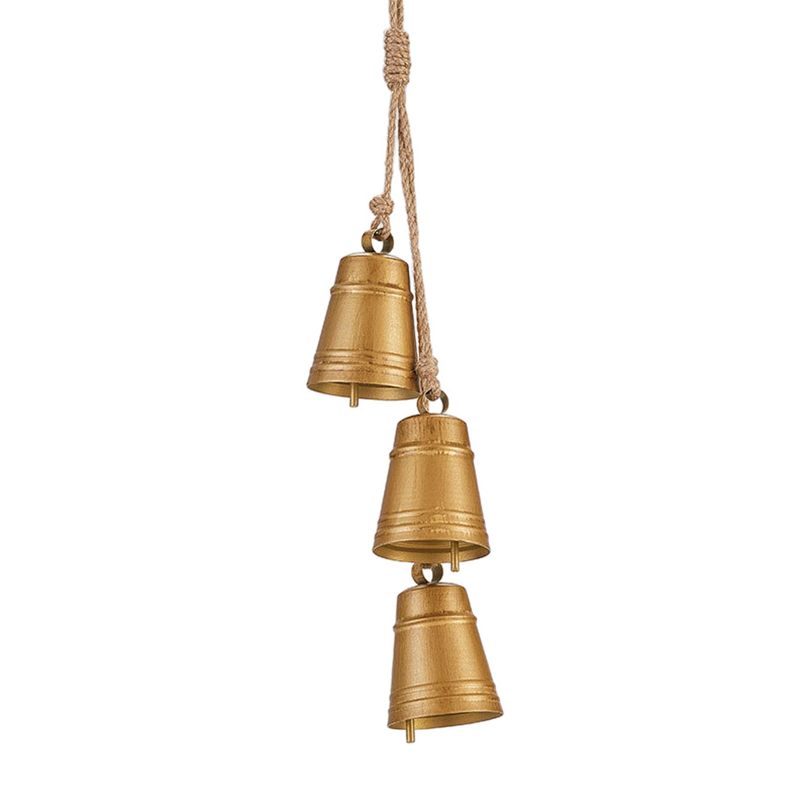3 Count Christmas Bells with Jute Rope, Large Rustic Metal Bell ...