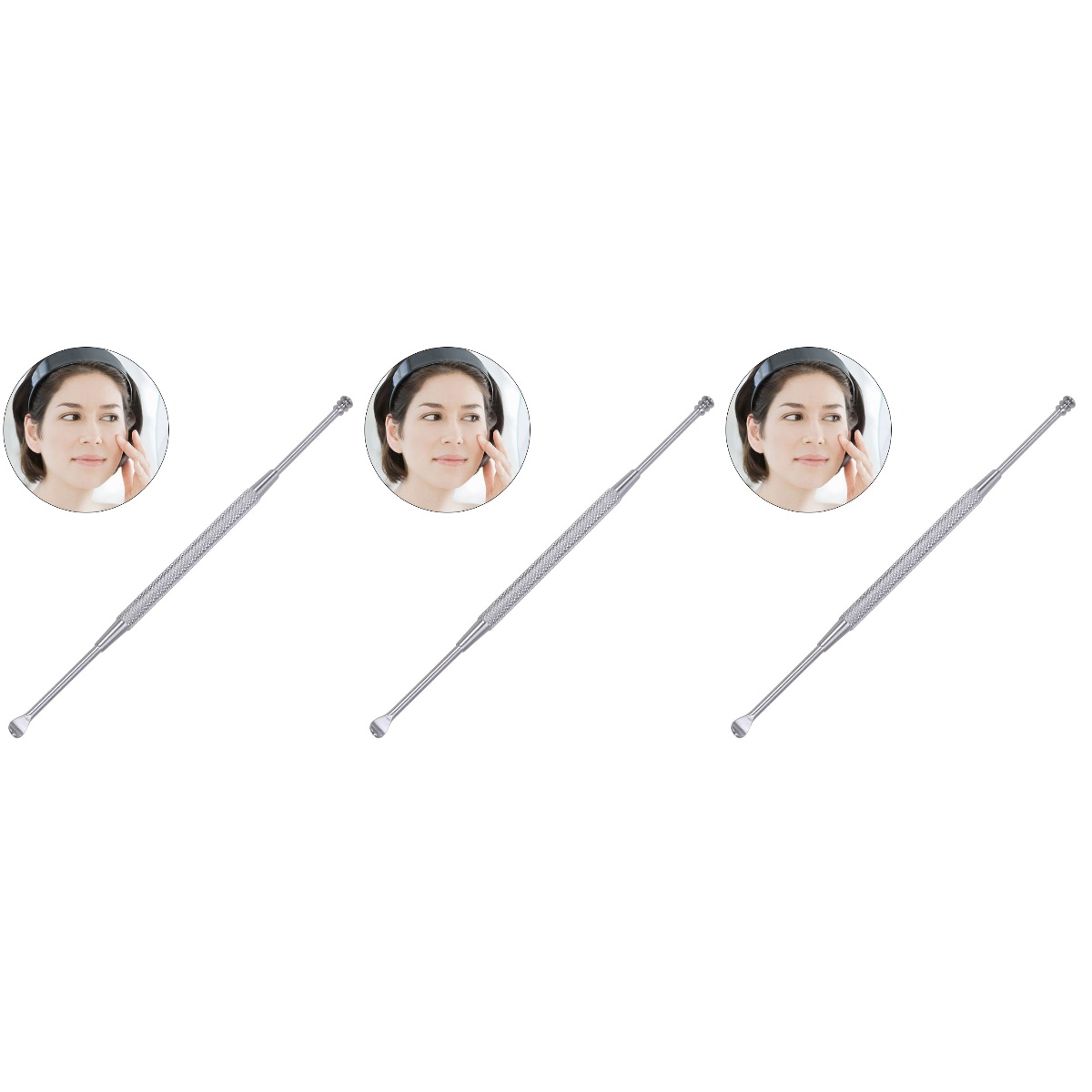3 Count Earpick Spoon Wax Curette Removal Tool Cleaning Stainless Steel ...