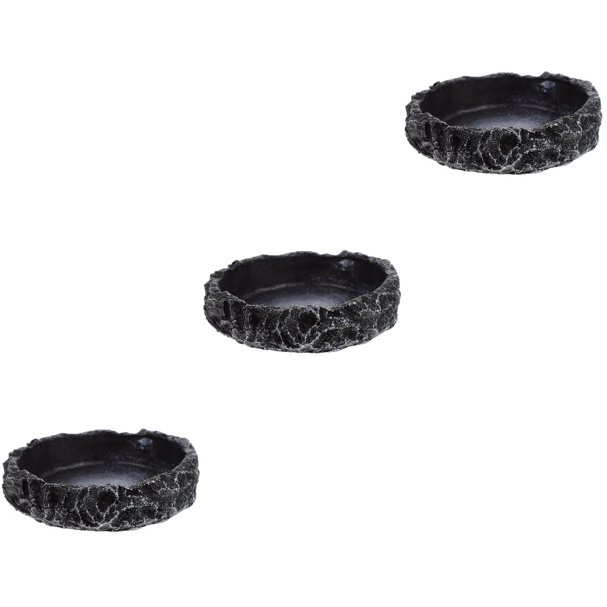 3 Count Feeder Turtle Drinking Basin Water Bowl for Reptiles Black Dish ...