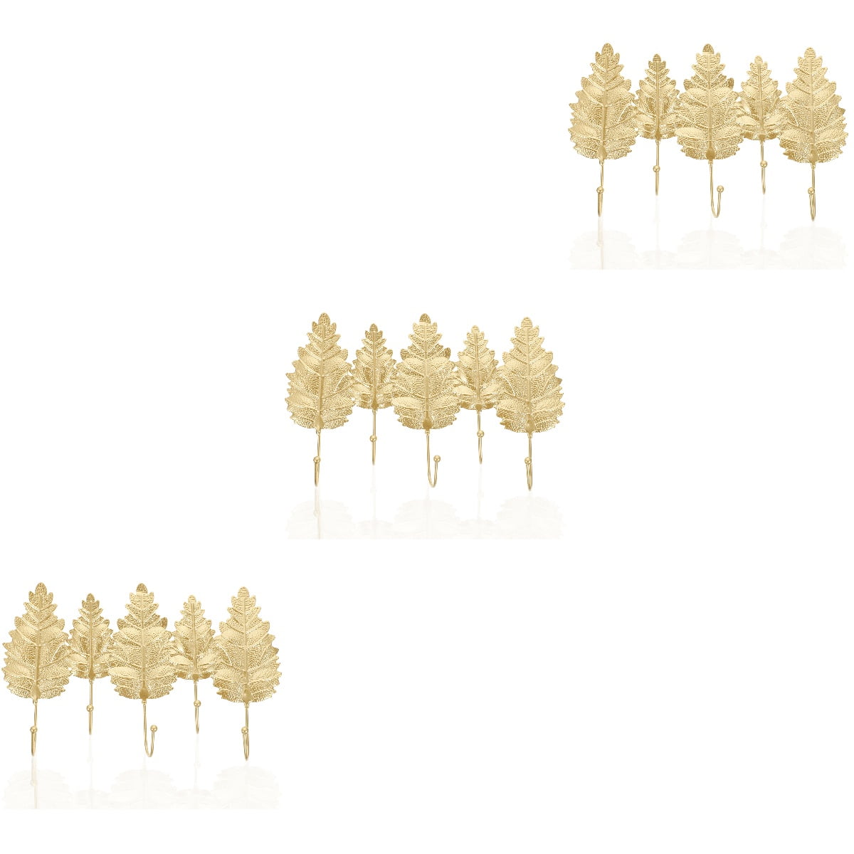 3 Count Four Leaf Hooks Wall Hat Rack Gold Coat Mount Heavy Duty Racks ...