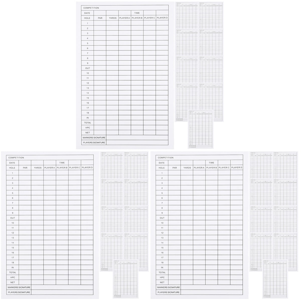 3 Count Golf Score Cards Paper Scorecard Tournament Supplies Tracking ...