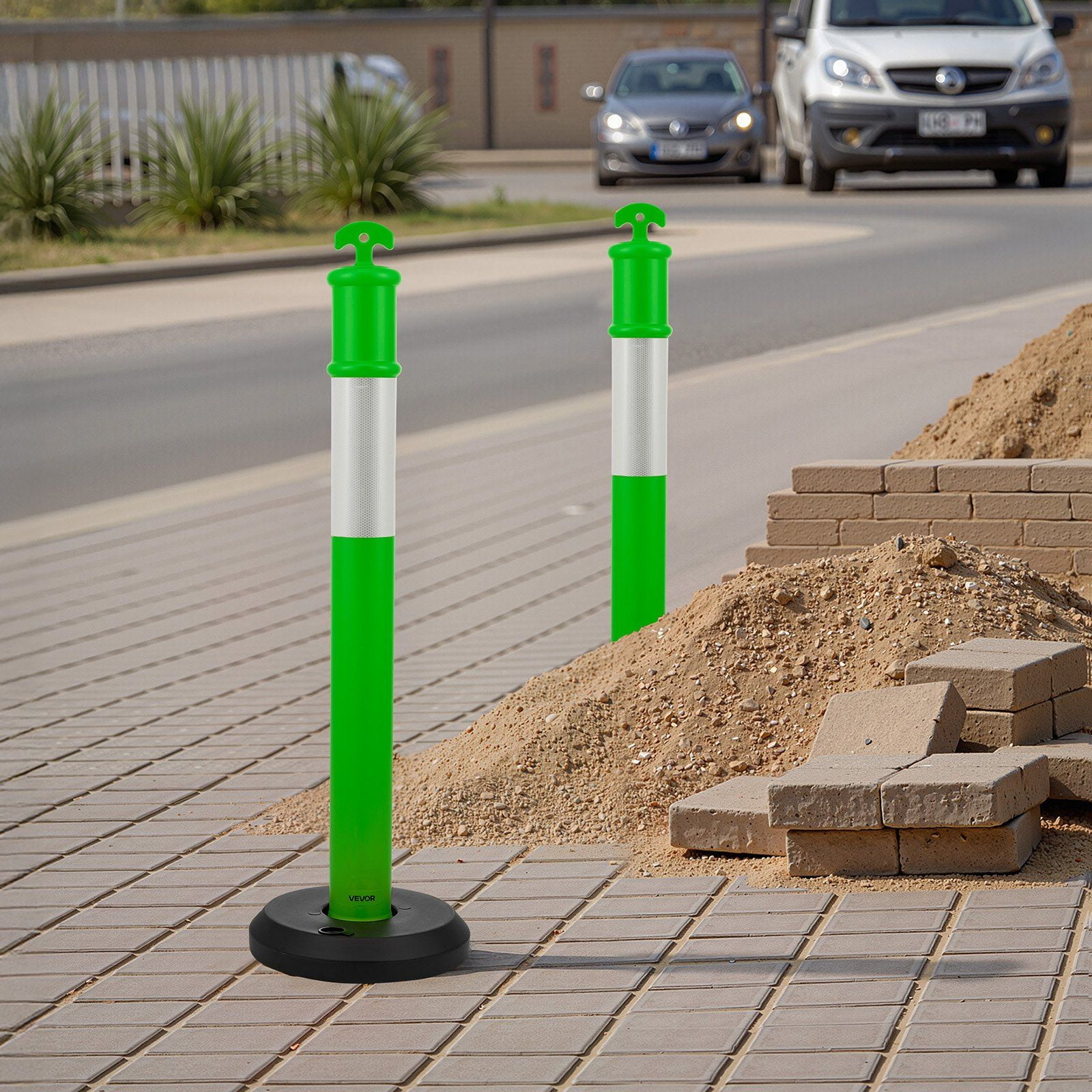 3-Count Industrial Grade Traffic Delineator Posts, 48-Inch with ...