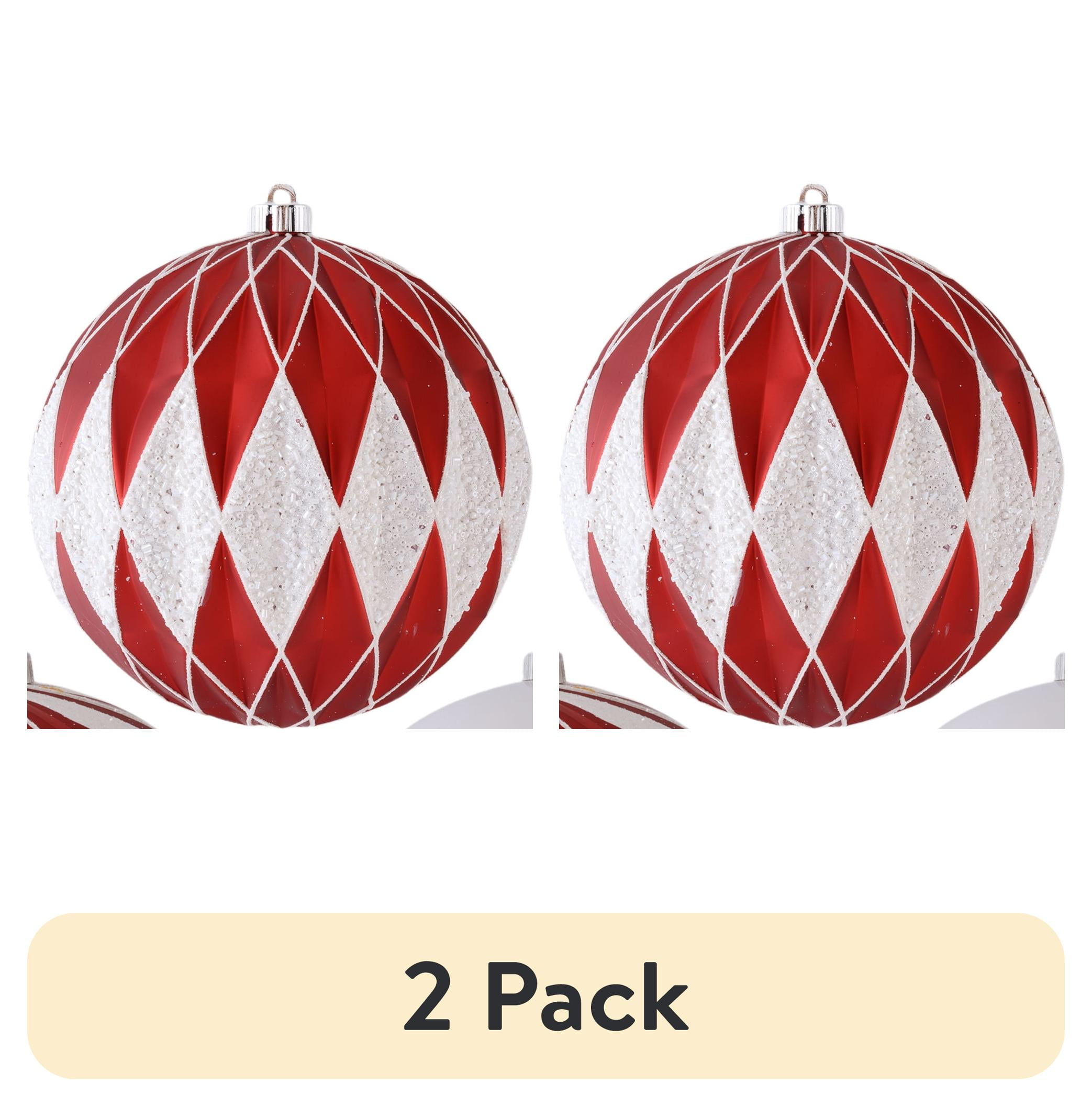(2 pack) 3-Count Jumbo Shatterproof Christmas Ornaments, Red, White ...