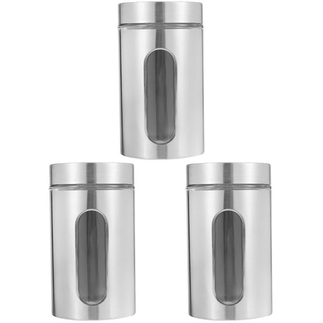 3 Count Kitchen Containers Storage Stainless Steel Tank Easy Clean ...