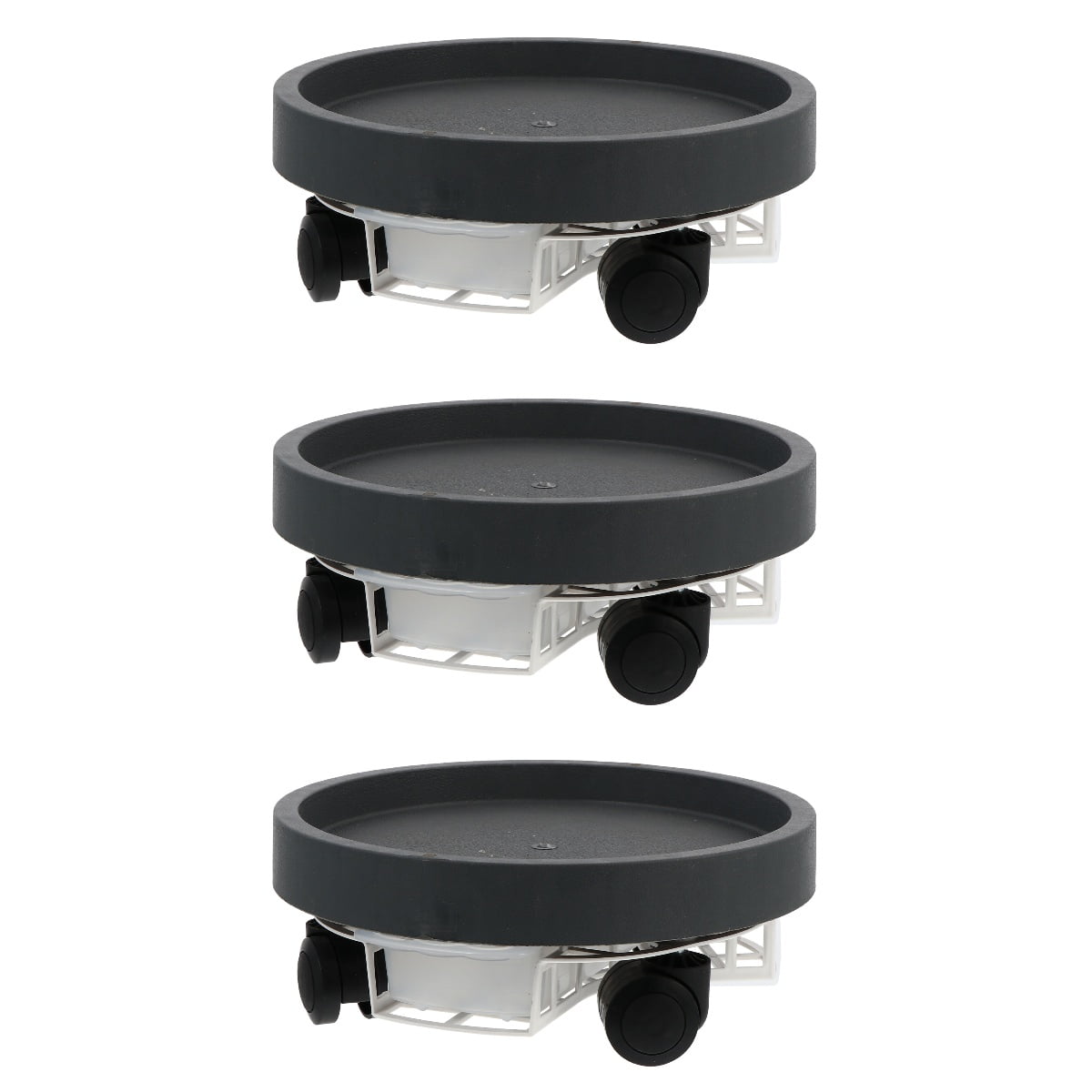 3 Count Pot Wheeled Planter Tray Plant Stand with Casters 9X21CM Grey ...