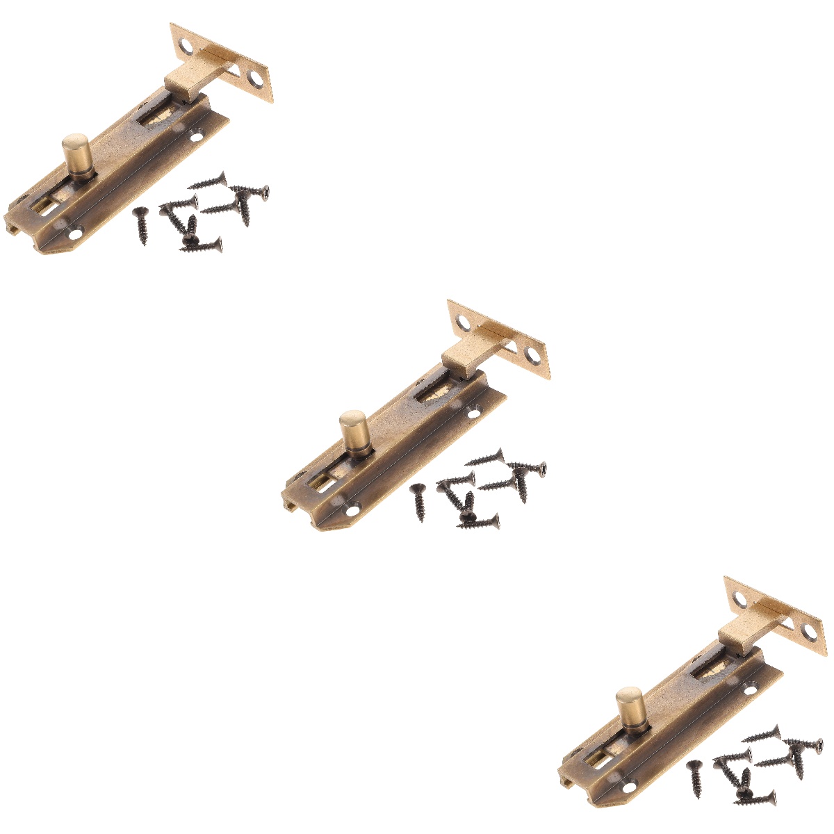 3 Count Pure Copper Cabinet Door Latch Level Bolt Sliding Security Bar ...