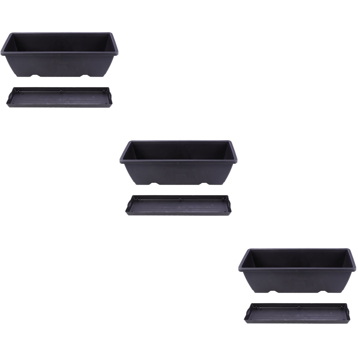 3 Count Rectangular Planting Trough Pots Indoor Bonsai with Drainage ...