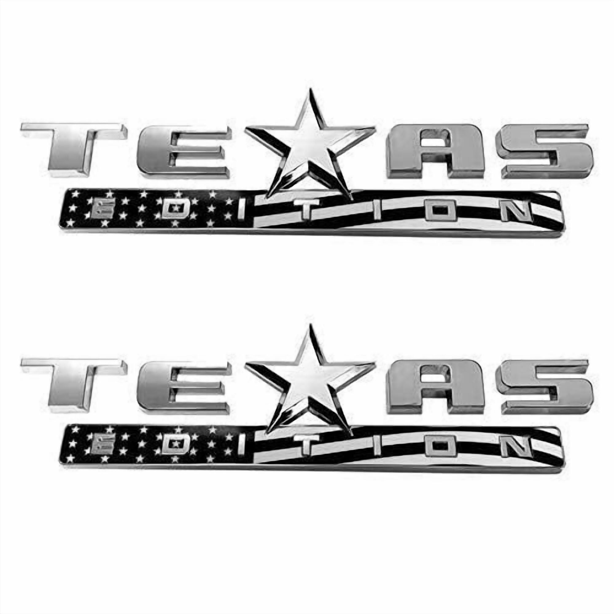 3 Count Silver+Black 3D Texas Edition Emblem Compatible with Chevy ...