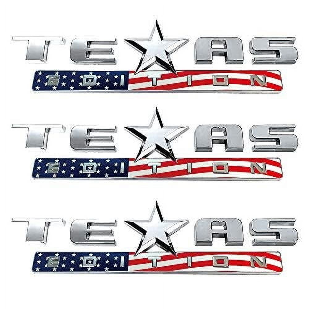 3 Count Silver+Black 3D Texas Edition Emblem Compatible with Chevy ...
