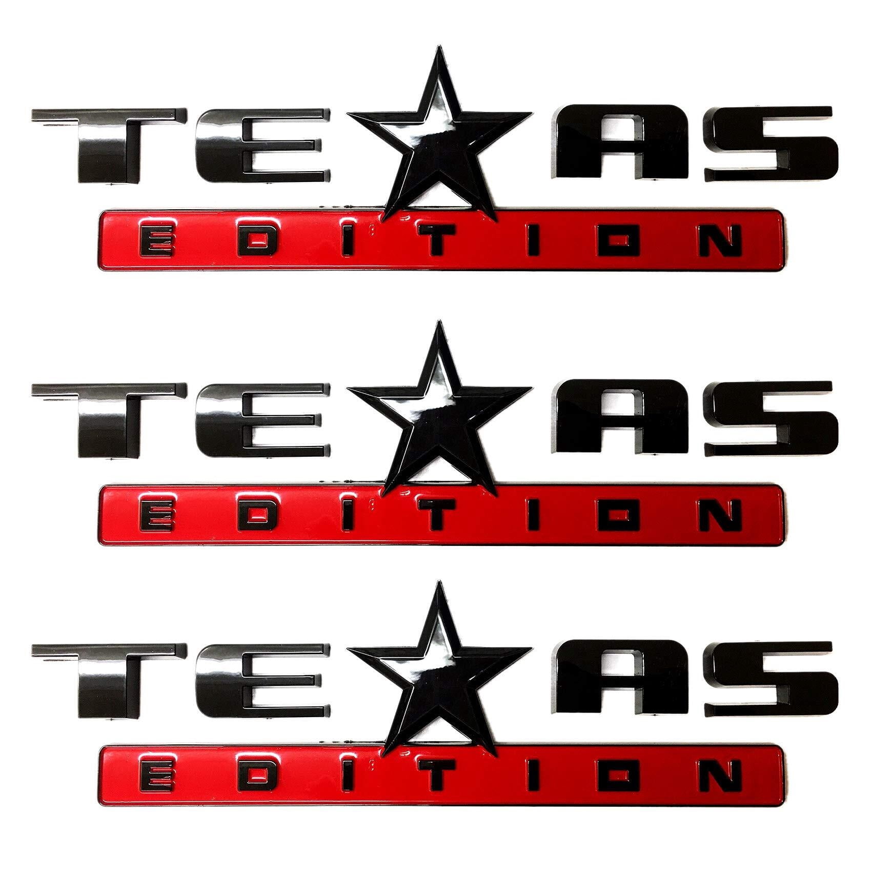 3 Count Silver+Black 3D Texas Edition Emblem Compatible with Chevy ...