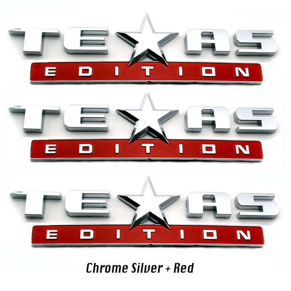 3 Count Silver+Black 3D Texas Edition Emblem Compatible with Chevy ...