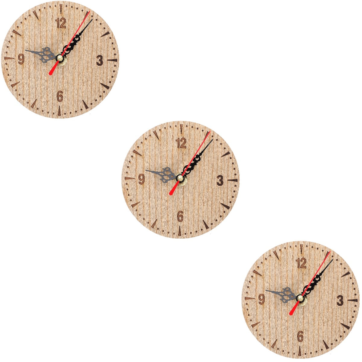 3 Count Small Clock Clocks Silent Wall Clock Home Decor Wooden Clock ...