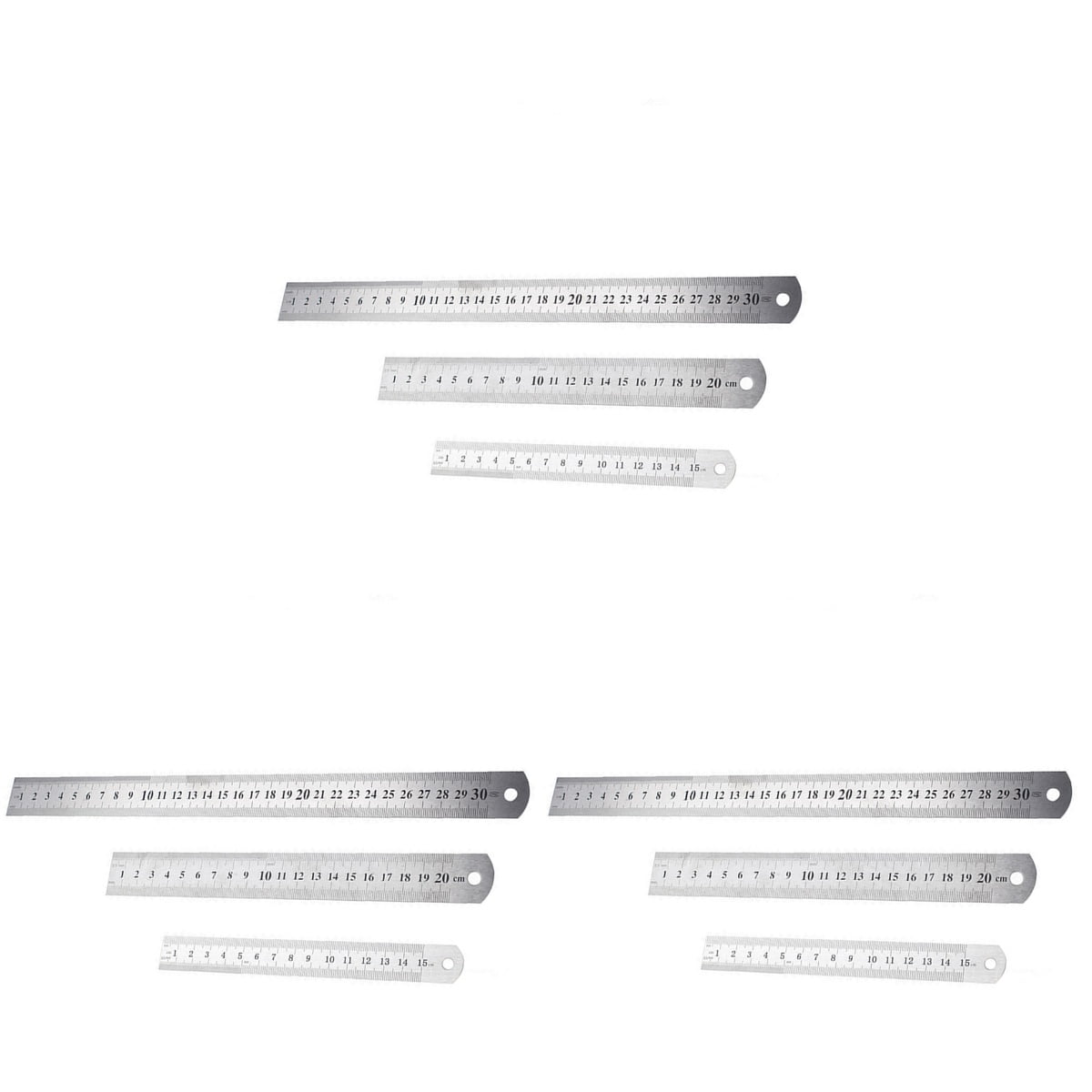 3 Count Stainless Ruler Metal Leather Art Draw Line Double Sided Office ...