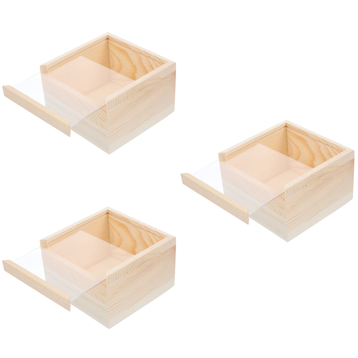 3 Count Storage Wooden Box Decor Earring Storage Case Jewelry Container ...