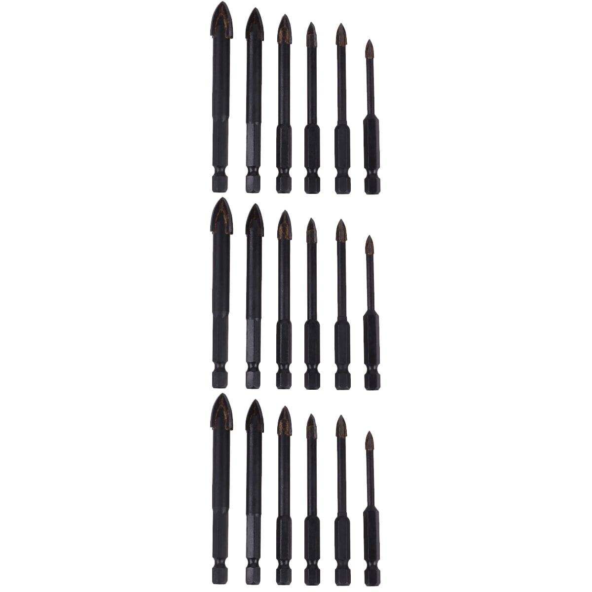 3 Count Tile Glass Drill Triangle Masonry Bit Square Hole Black ...