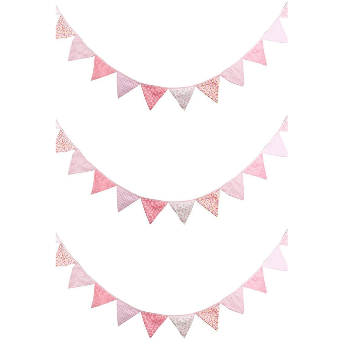 3 Count Tiny Bunting Decorate Colorful Pennants Baby Pink - Walmart.com