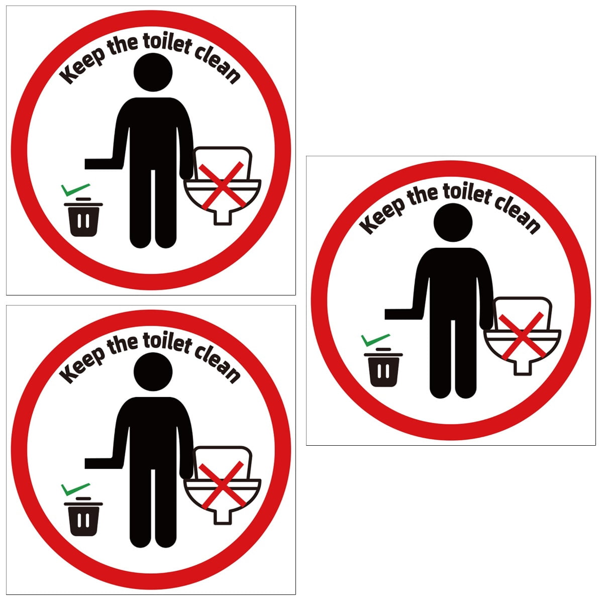 3 Count Toilet Flush Sticker Seat Cover Bathroom Wall Stickers Art ...