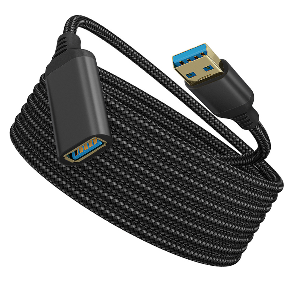 3 Count USB 30 Lines Micro Cables Extension Cords Braided Black ...