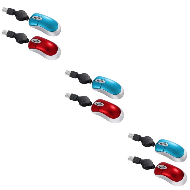3 Count USB Mouse Computer Mice for Pc Mini with Retractable Cable ...