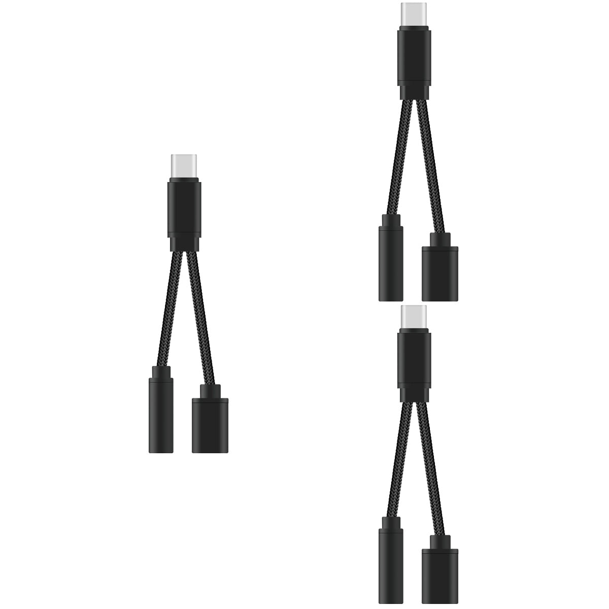 3 Count USB to USB C Cable Adapter USB C to Adapter Type C Cable Black ...