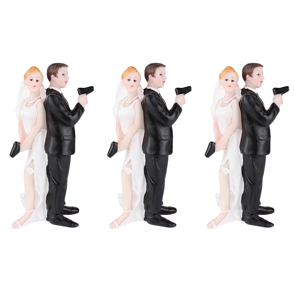 3 Count Wedding Cake Topper Figures Funny Bride and Groom Figurine Gift ...