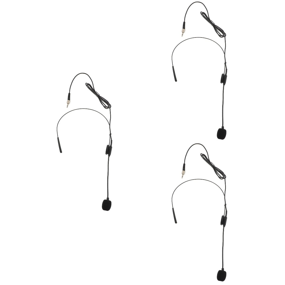 3 Count Wire Headphones Headset Microphone Flexible Direct Plug ...