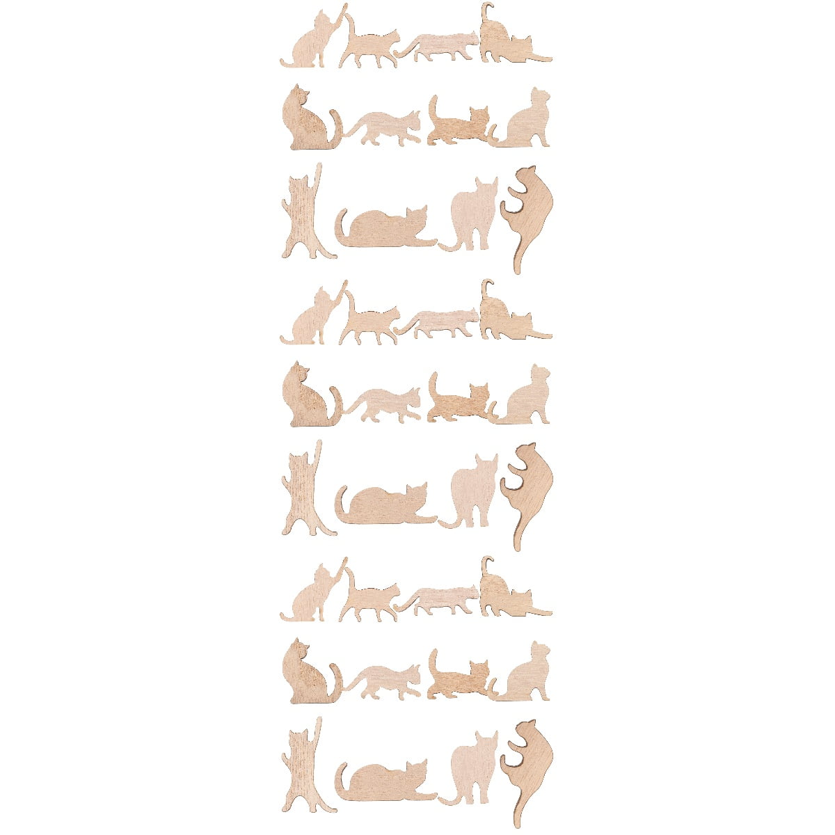 3 Count Wooden Cat Chips Swirl Themed Unpainted Cutouts Decorations ...