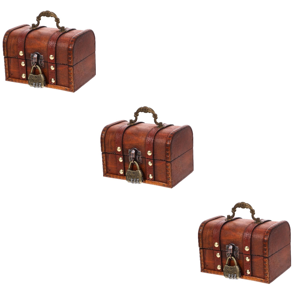 3 Count Wooden Lock Box for Sweets Boxes Treasure Chest Baby - Walmart.com