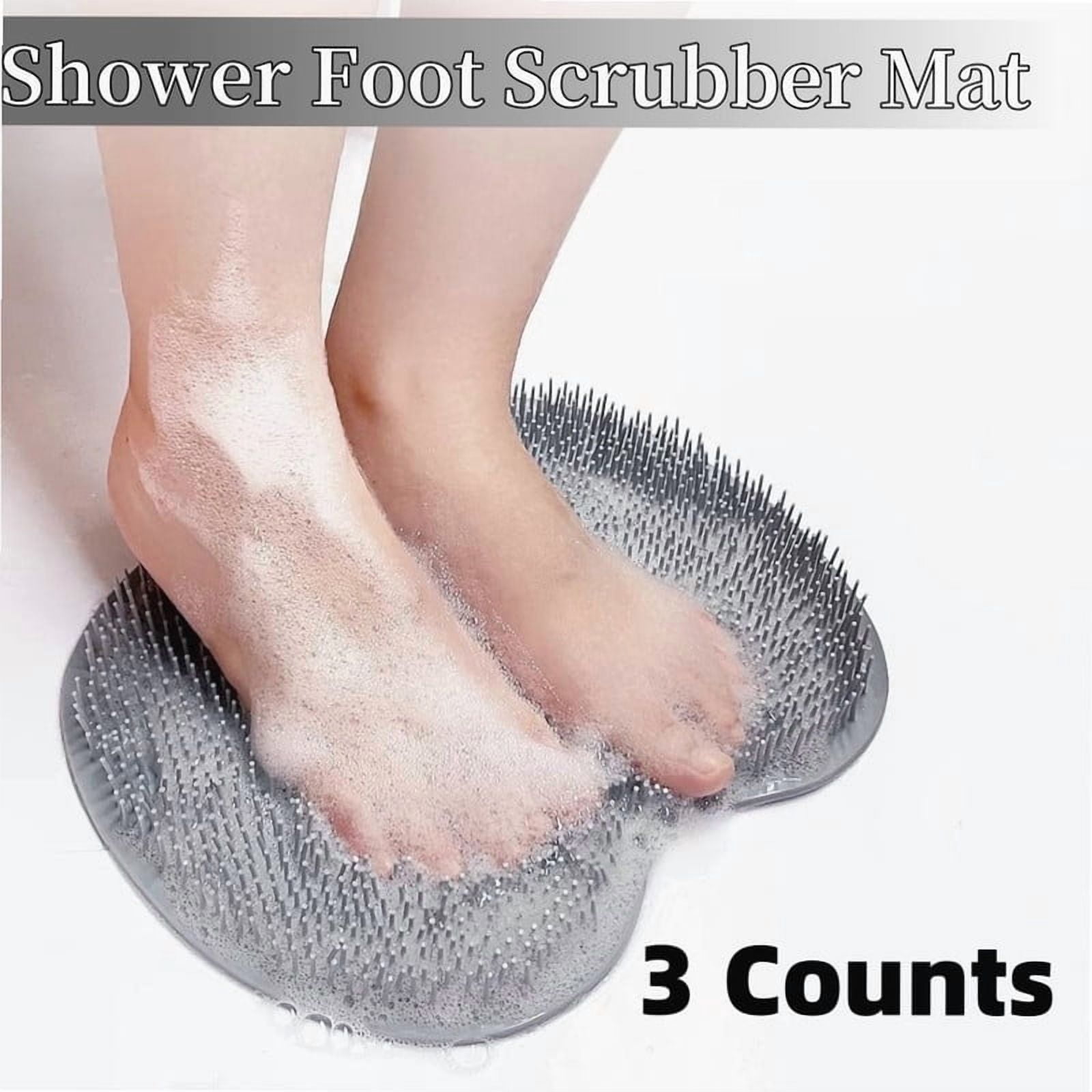 3 Counts Silicone Shower Foot Scrubber Mat,Back & Feet Cleaning Pad ...