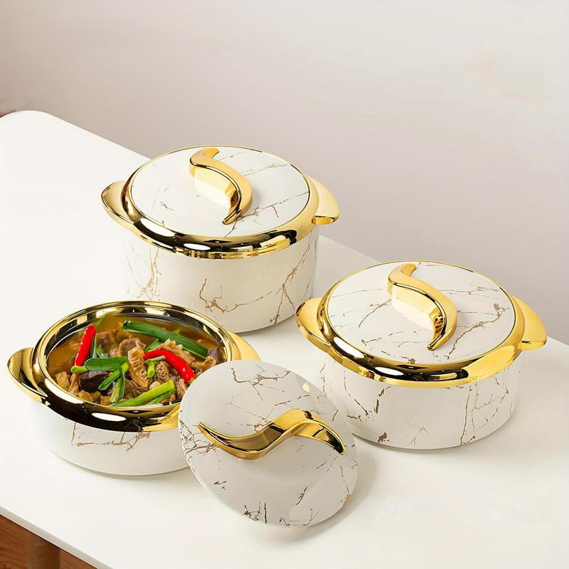3 Counts/set Golden Touch Food Warmer, Thermal Casserole Dish Set with ...