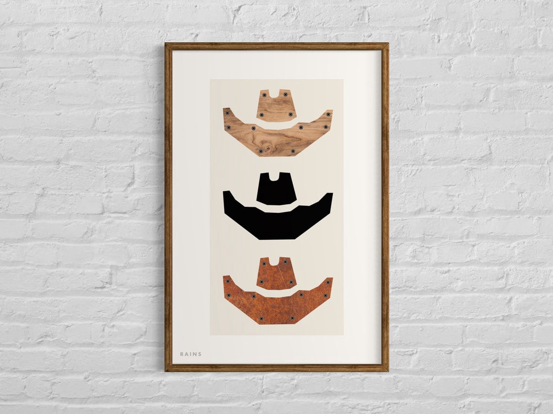 3 Cowboy Hats Print Western Neutral Cowboy Wall Decor, Unframed Canvas ...