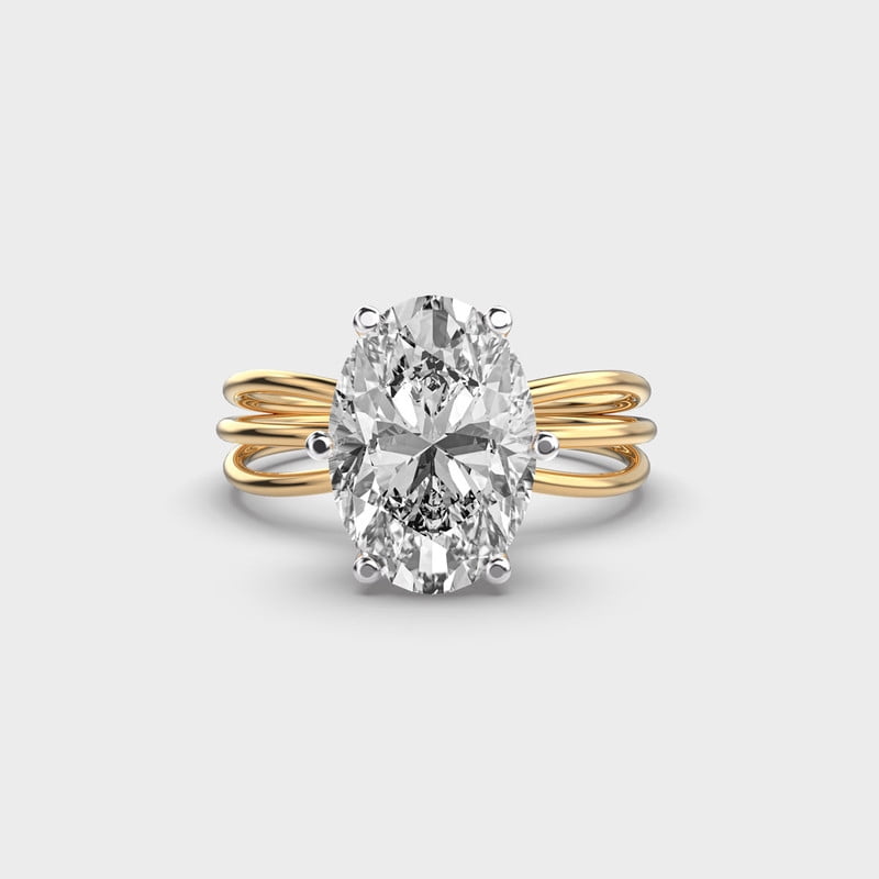 3 Ct IGI Certified Oval Cut Lab Grown Diamond Engagement Ring 14K ...