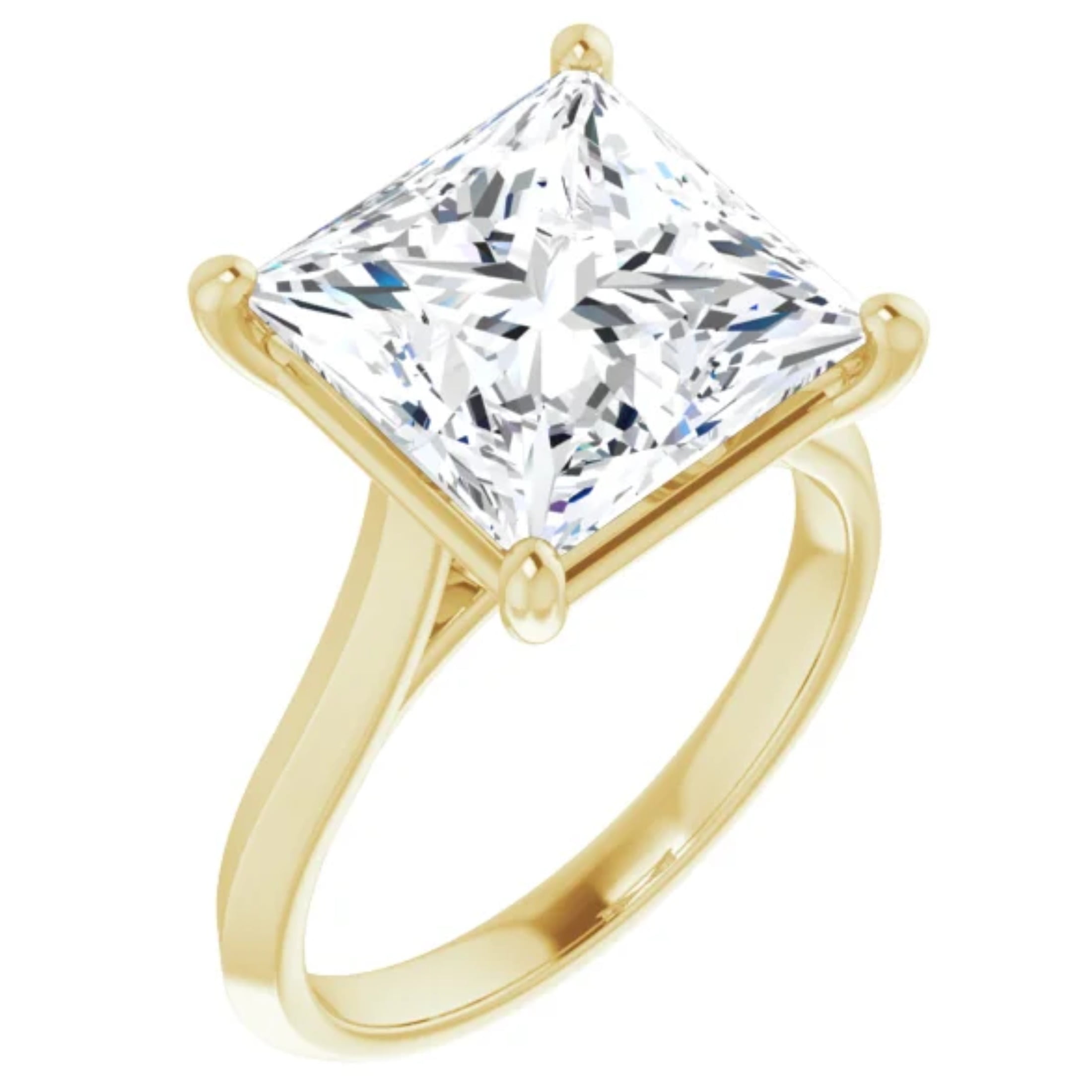 3 Ct. Lab Diamond Engagement Ring Princess Cut Yellow Gold - Walmart.com