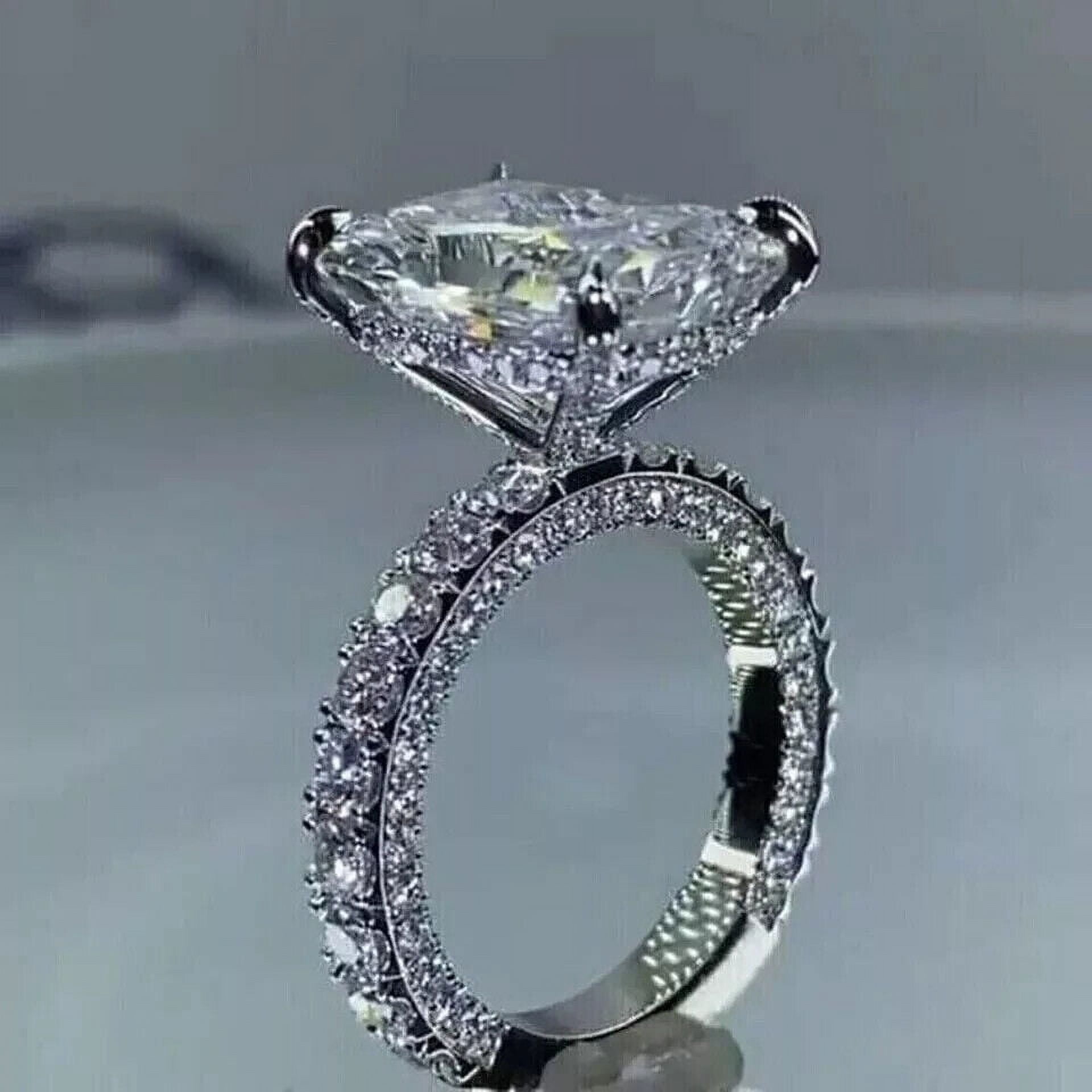 3 Ct Radiant Lab-Created Diamond Engagement Cluster Solitaire Ring 14k ...