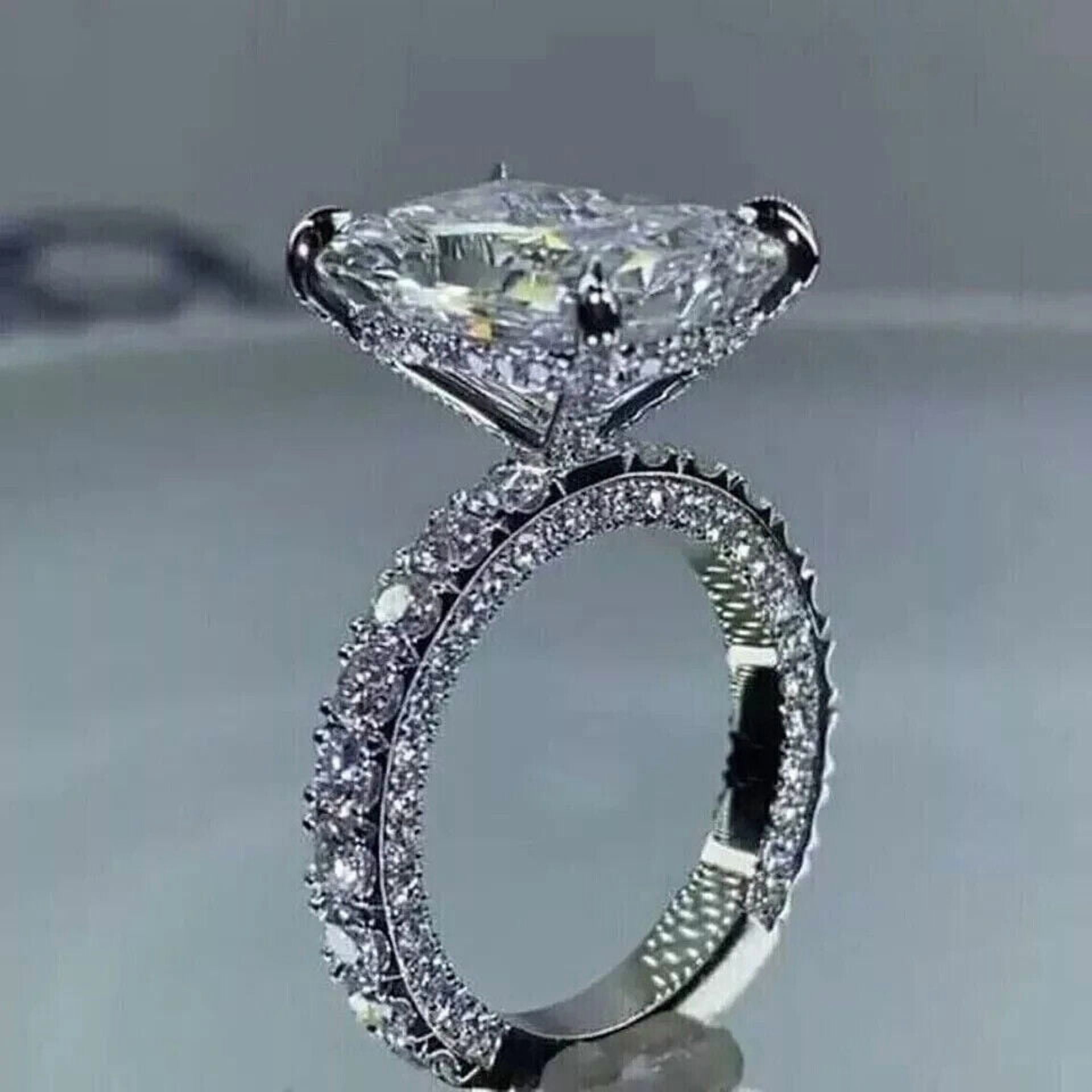 3 Ct Radiant Lab-Created Diamond Engagement Cluster Solitaire Ring 14k ...