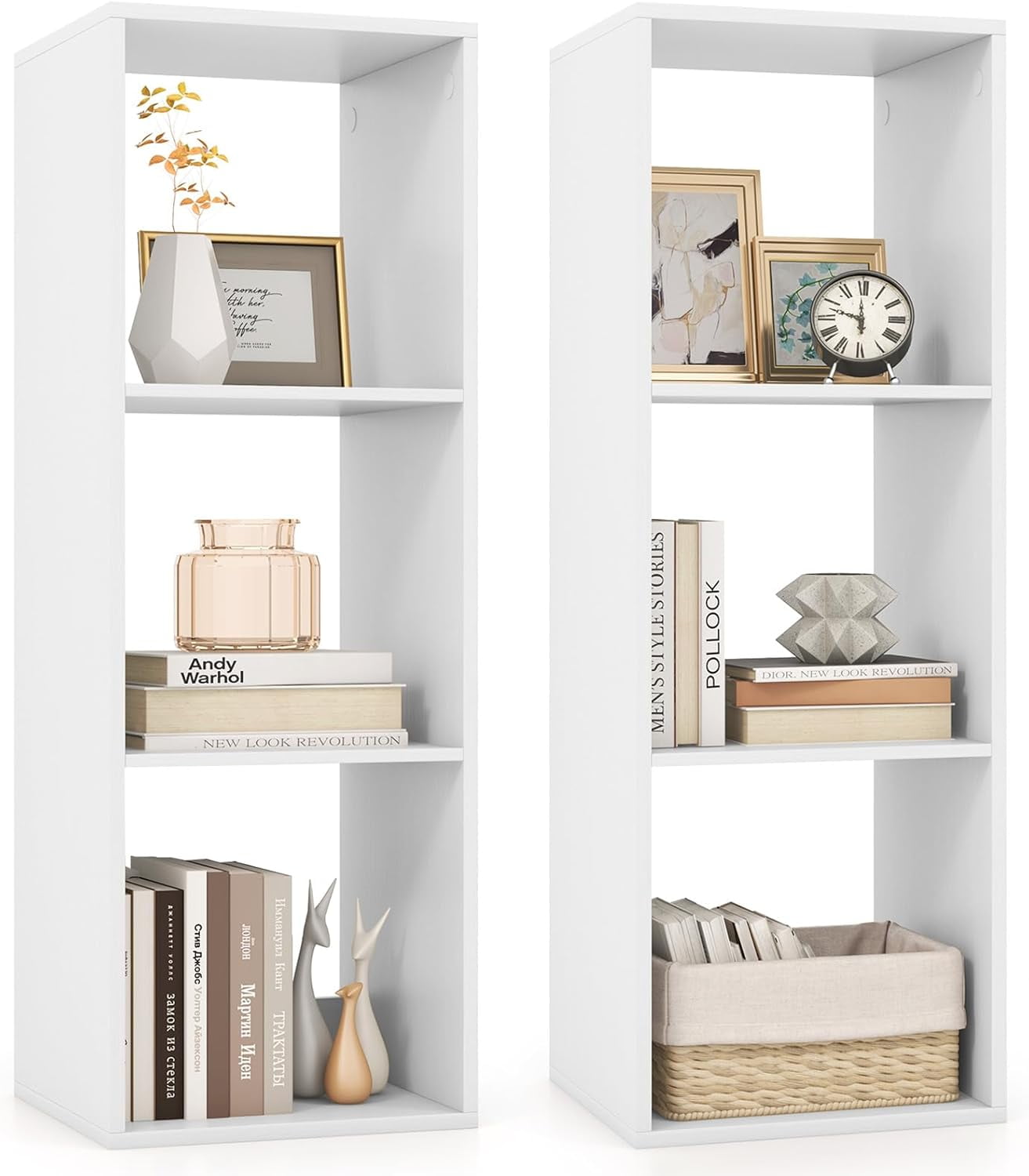 3-Cube Bookcase, 4-Tier Bookshelf with Open Compartments, Freestanding ...