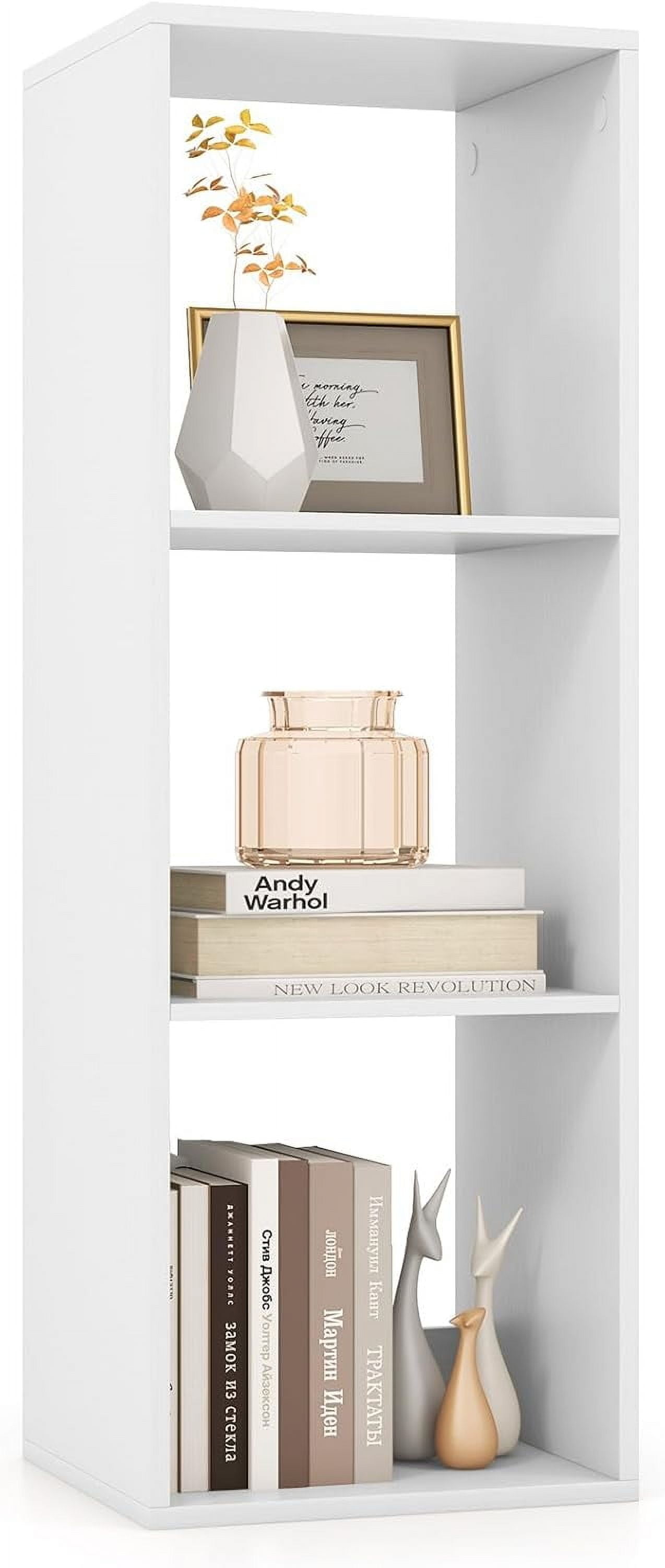 3-Cube Bookcase, 4-Tier Bookshelf with Open Compartments, White (1,3-Cube) - Walmart.com