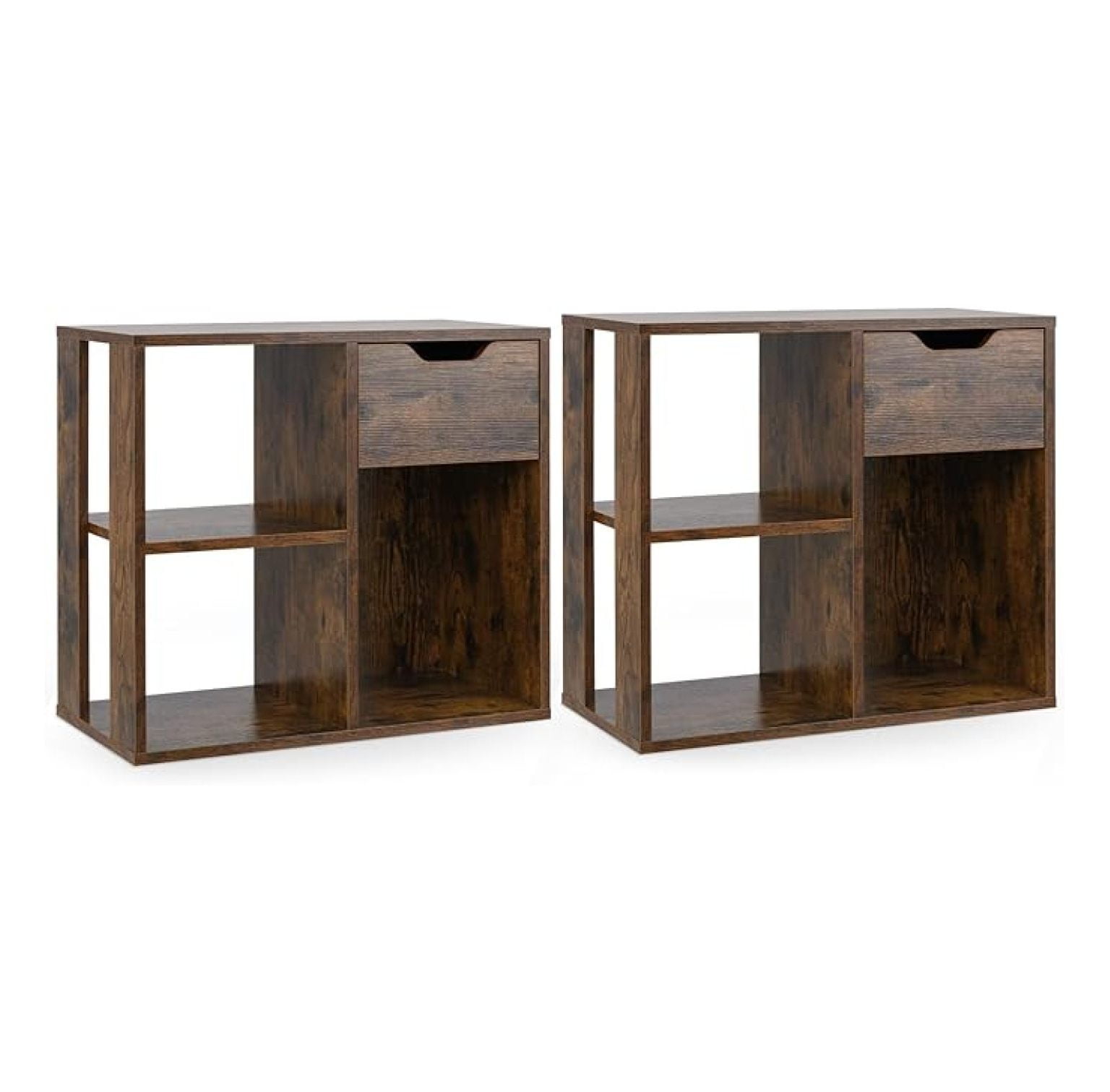 3 Cube Bookcase with Drawer Set of 2, Bookshelf for Small Space, Modern ...