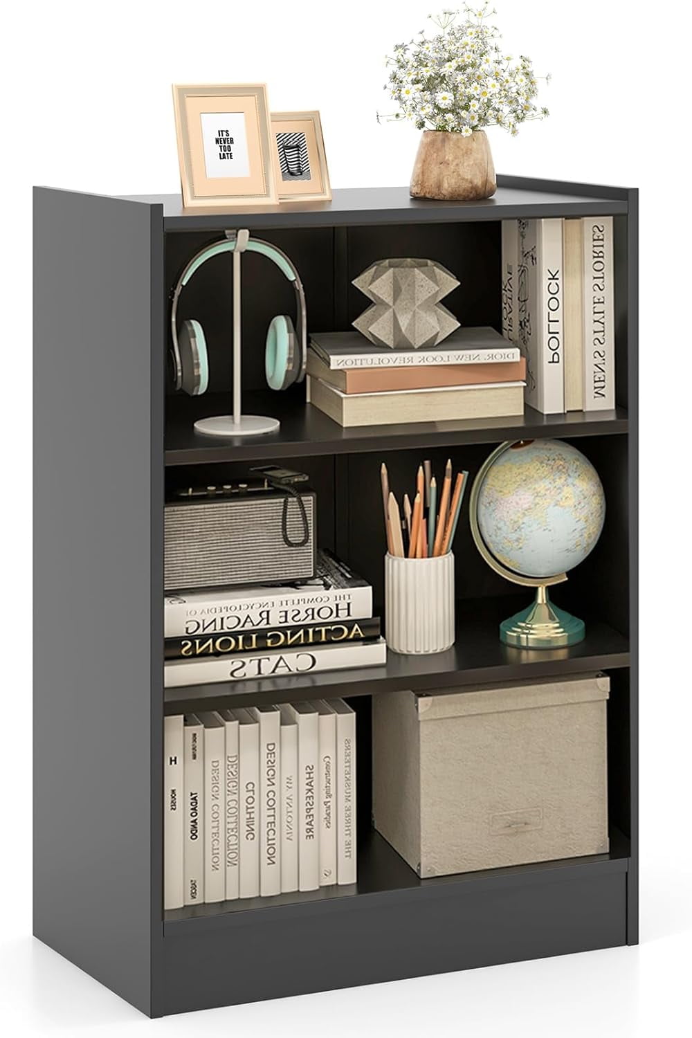 3-Cube Bookcase, Freestanding Versatile Open Bookcase with Adequate ...