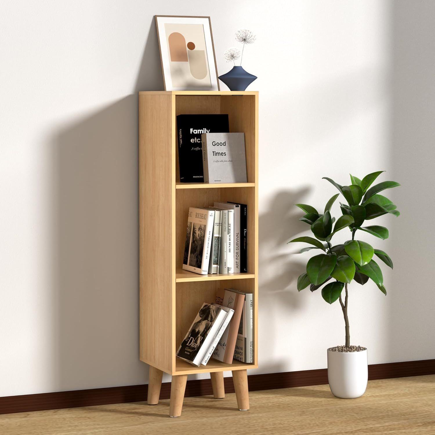 3 Cube Storage Organizer with Legs, 3 Tier Cube Low Bookcase ...