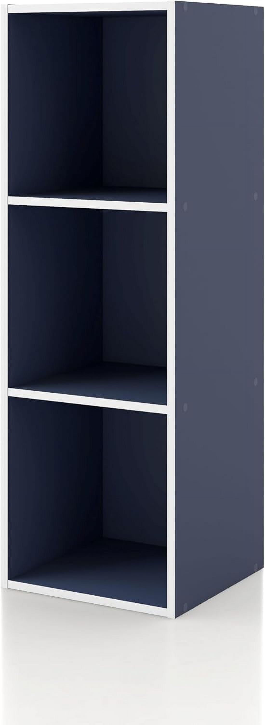 3 Cube Storage Organizer Shelves, Stackable Wood Bookcase Fits Cubby ...