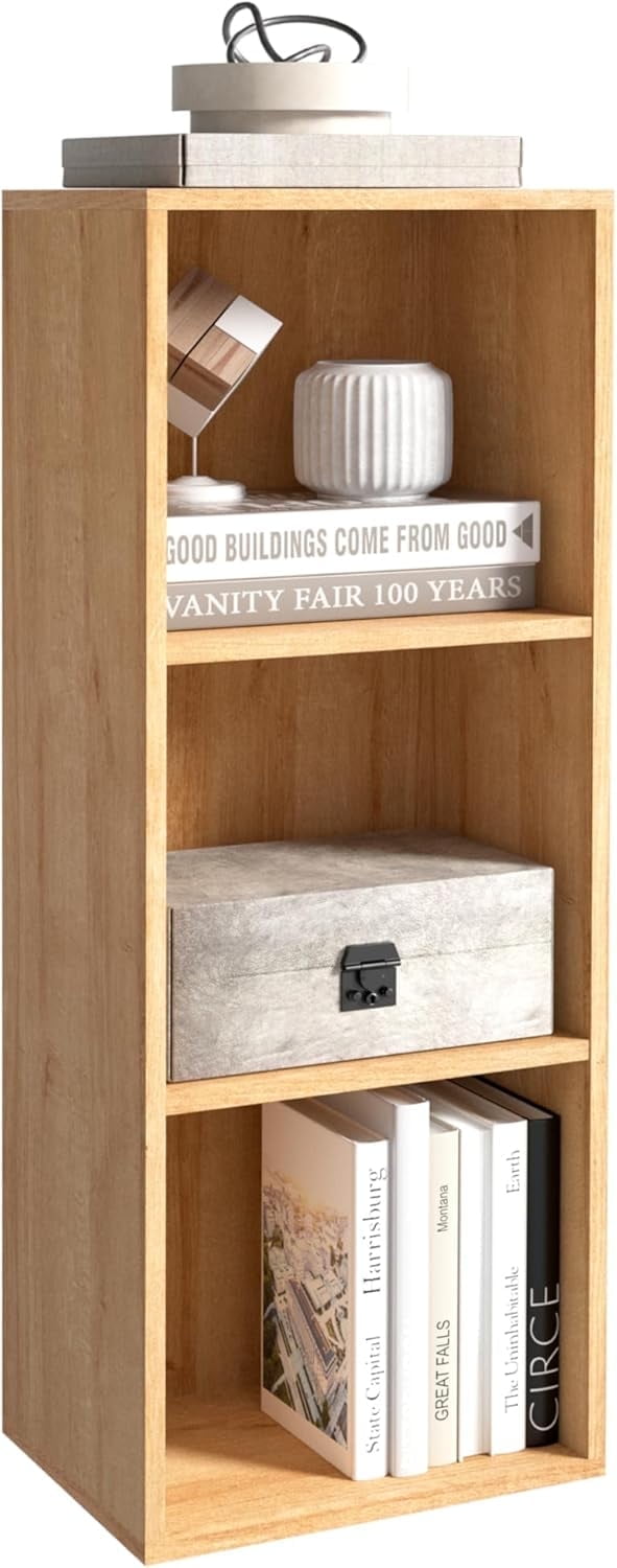 3 Cube Storage Shelf Bookcase, 4 Tier 11 Inch Width Stackable Open ...