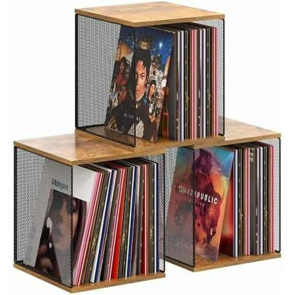 3 Cube Vinyl Record Storage DIY Stackable 120-150 Records Visualize ...