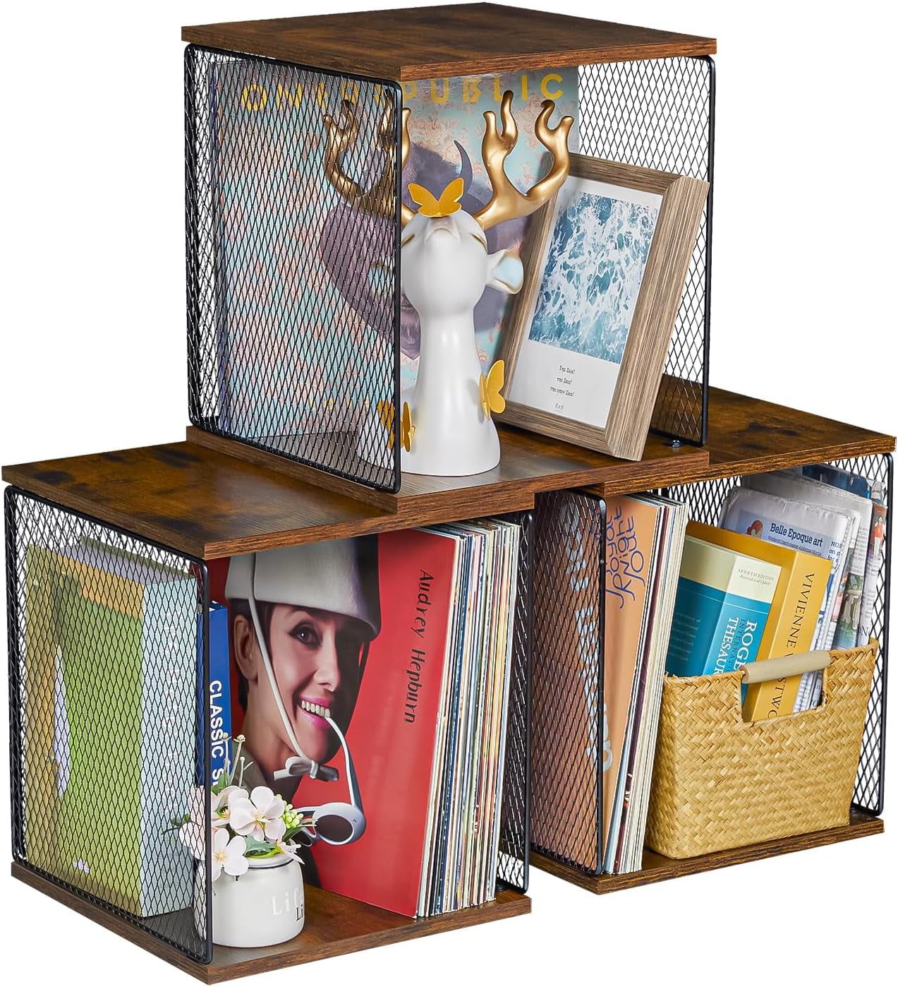 3 Cube Vinyl Record Storage DIY Stackable 120-150 Records Visualize ...