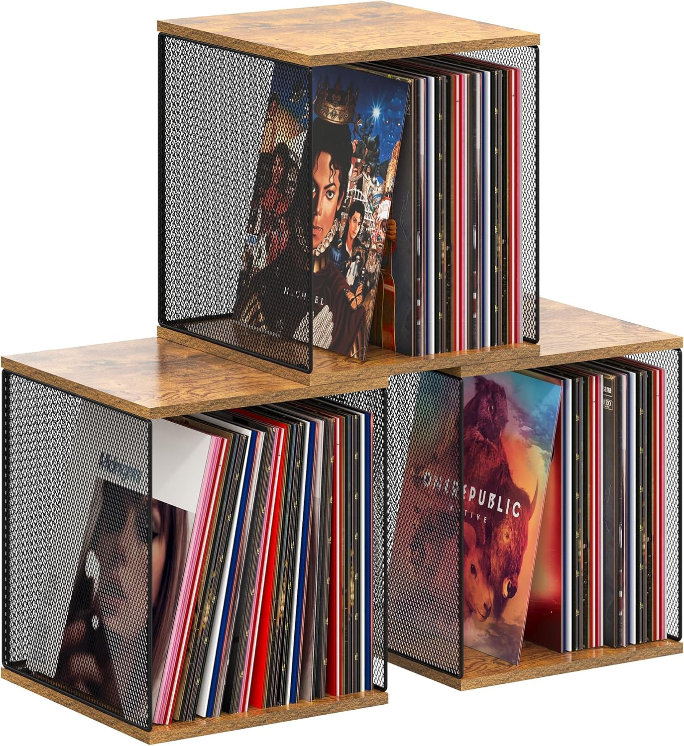 3 Cube Vinyl Record Storage DIY Stackable 120-150 Records Visualize ...