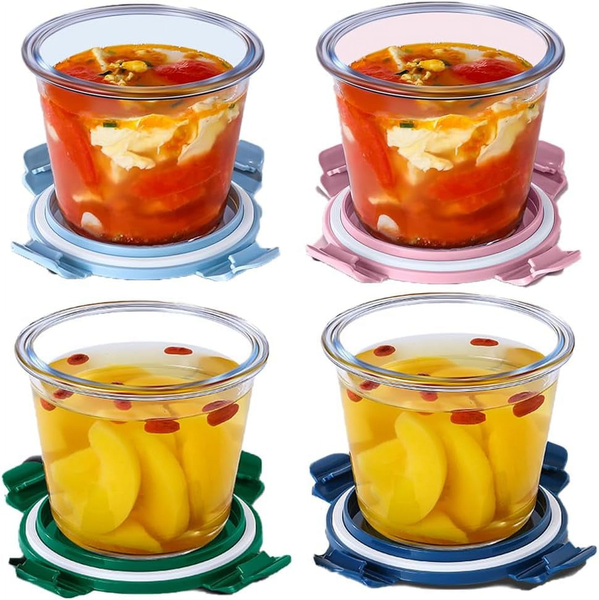 3-Cup/24 Ounce Glass Food Storage Containers, Round Glass Soup ...