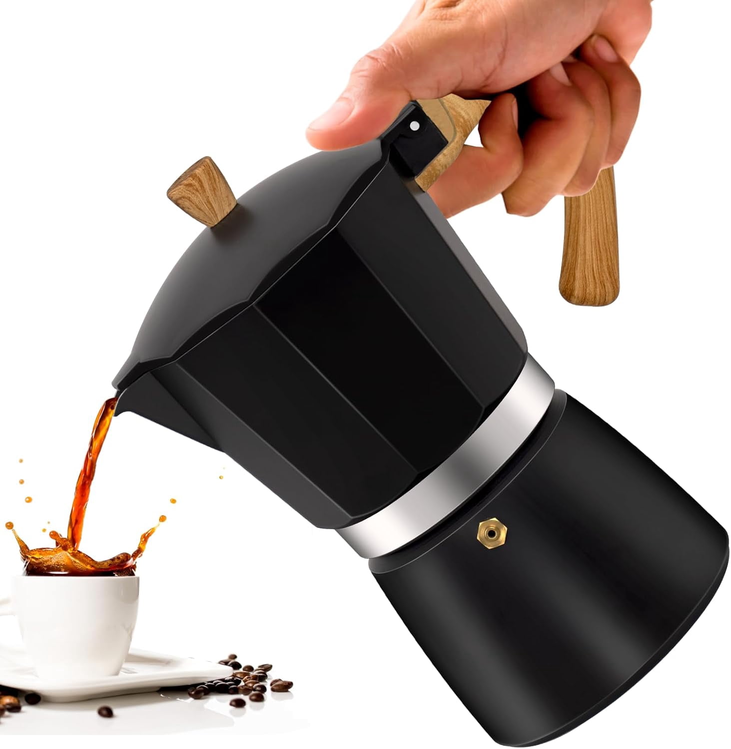 3 Cup Aluminum Moka Pot Classic Stovetop Espresso Coffee Maker 150ml ...