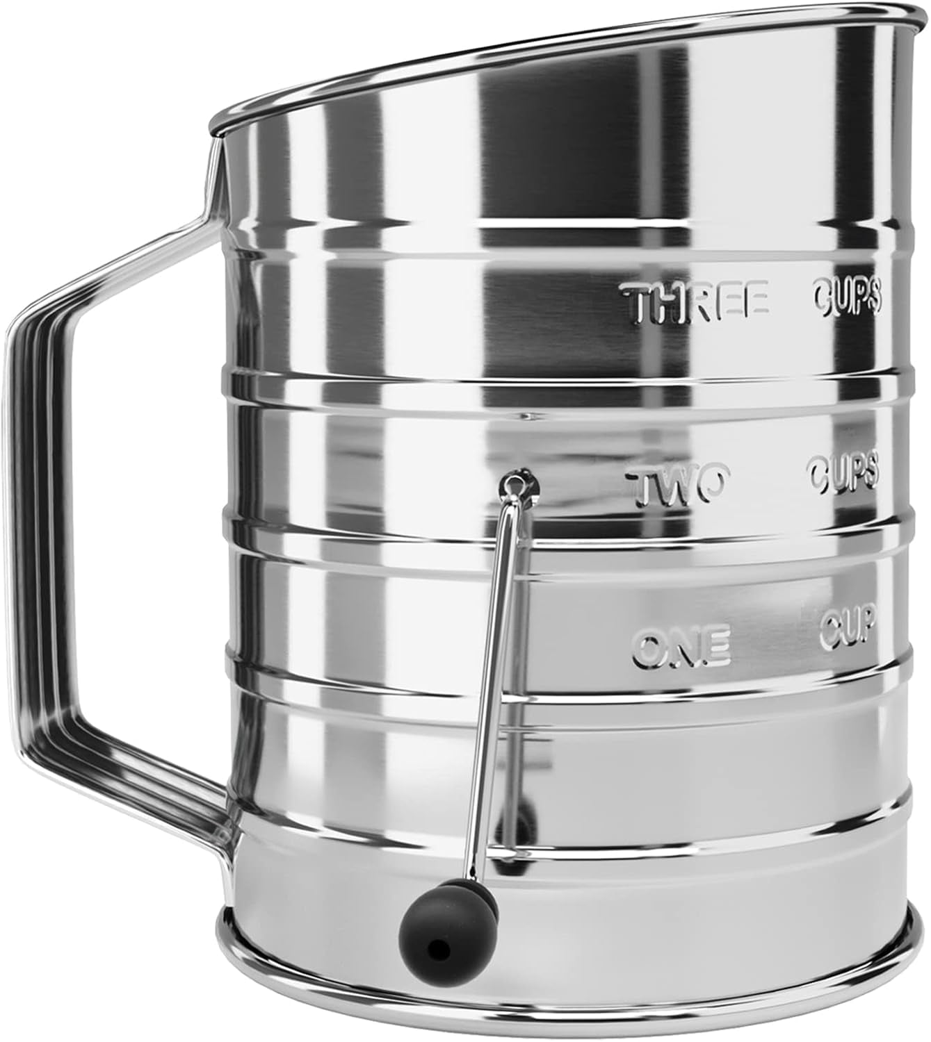 3 Cup Flour Sifter for Baking, Stainless Steel Rotary Hand Crank Sifter ...
