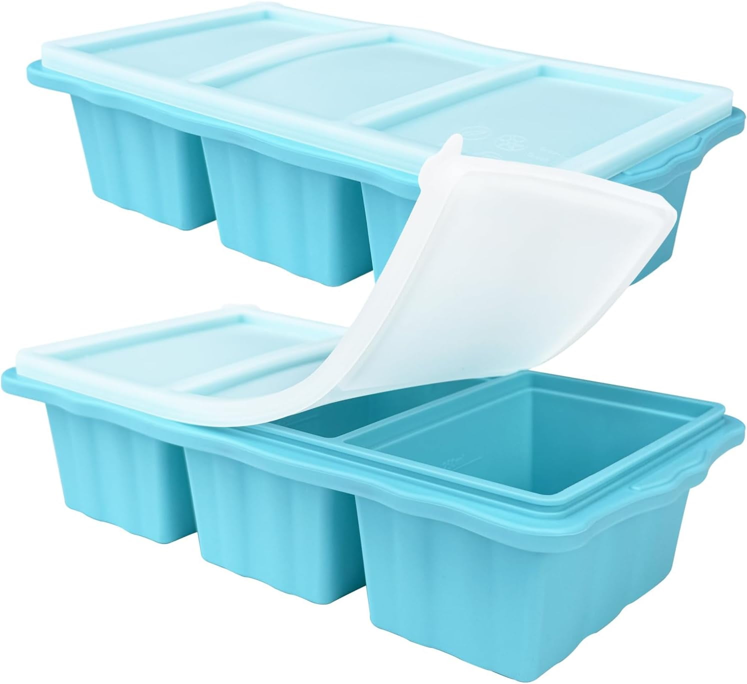 3 Cup Silicone Freezer Molds With Lids - Easy Meal Prep Container and ...