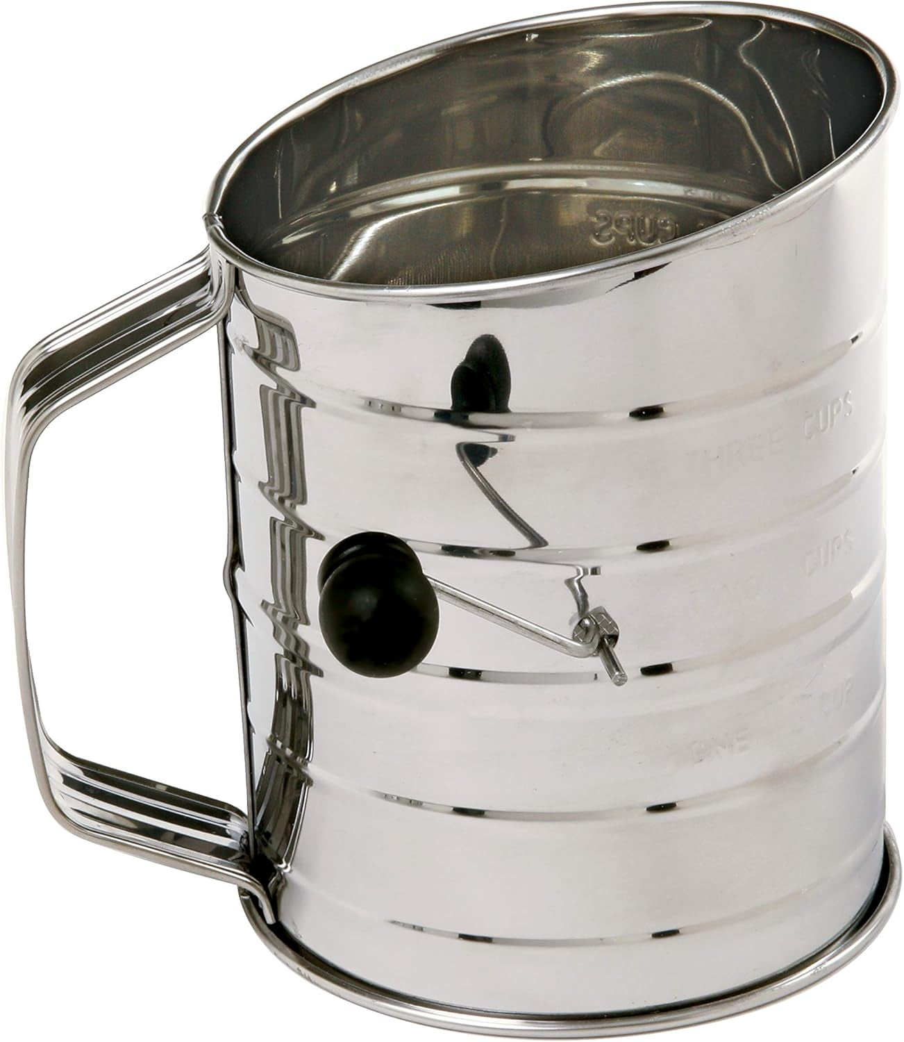 3-Cup Stainless Steel Rotary Hand Crank Flour Sifter With 2 Wire ...
